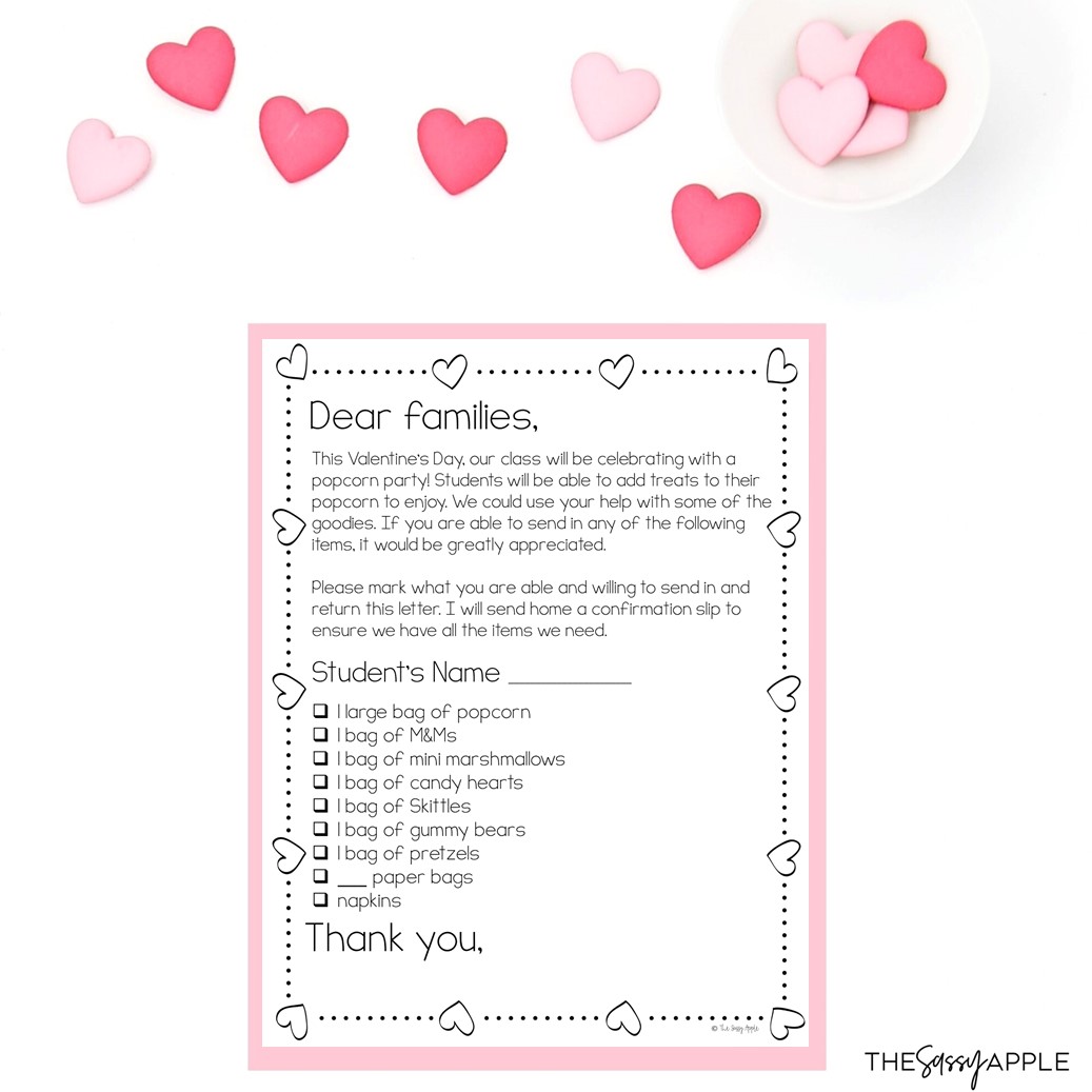 Classroom Valentine's Day Party Popcorn Bar (FREE Family Letter ...