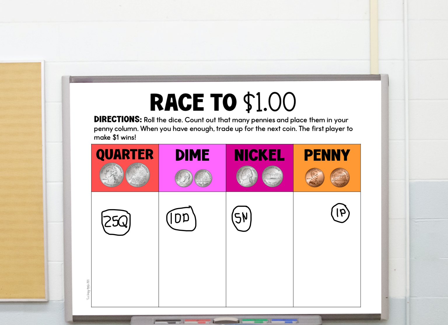 How to Play Race to $1 (money game with free gameboards!) - The Sassy Apple