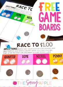 How to Play Race to $1 (money game with free gameboards!) - The Sassy Apple