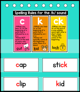 Effectively Teach Spelling Rules for C, K, and Digraph CK - The Sassy Apple