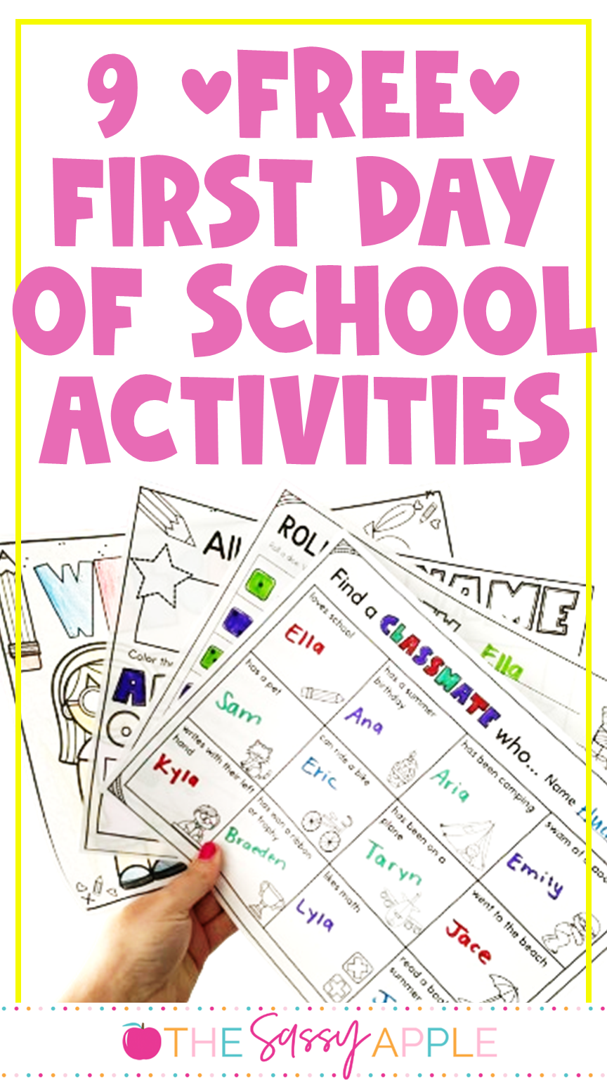 9 Free First Day Activities for 1st and 2nd grade - The Sassy Apple