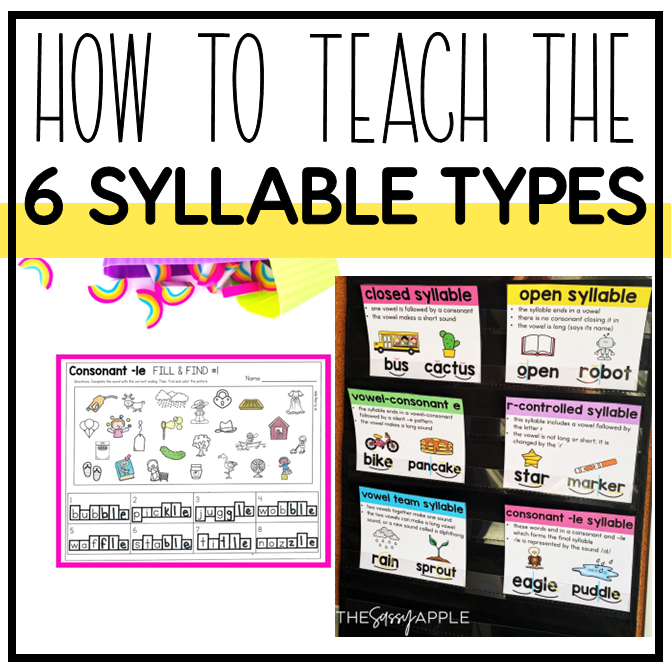 How to Effectively Teach the 6 Syllable Types with Examples - The Sassy ...